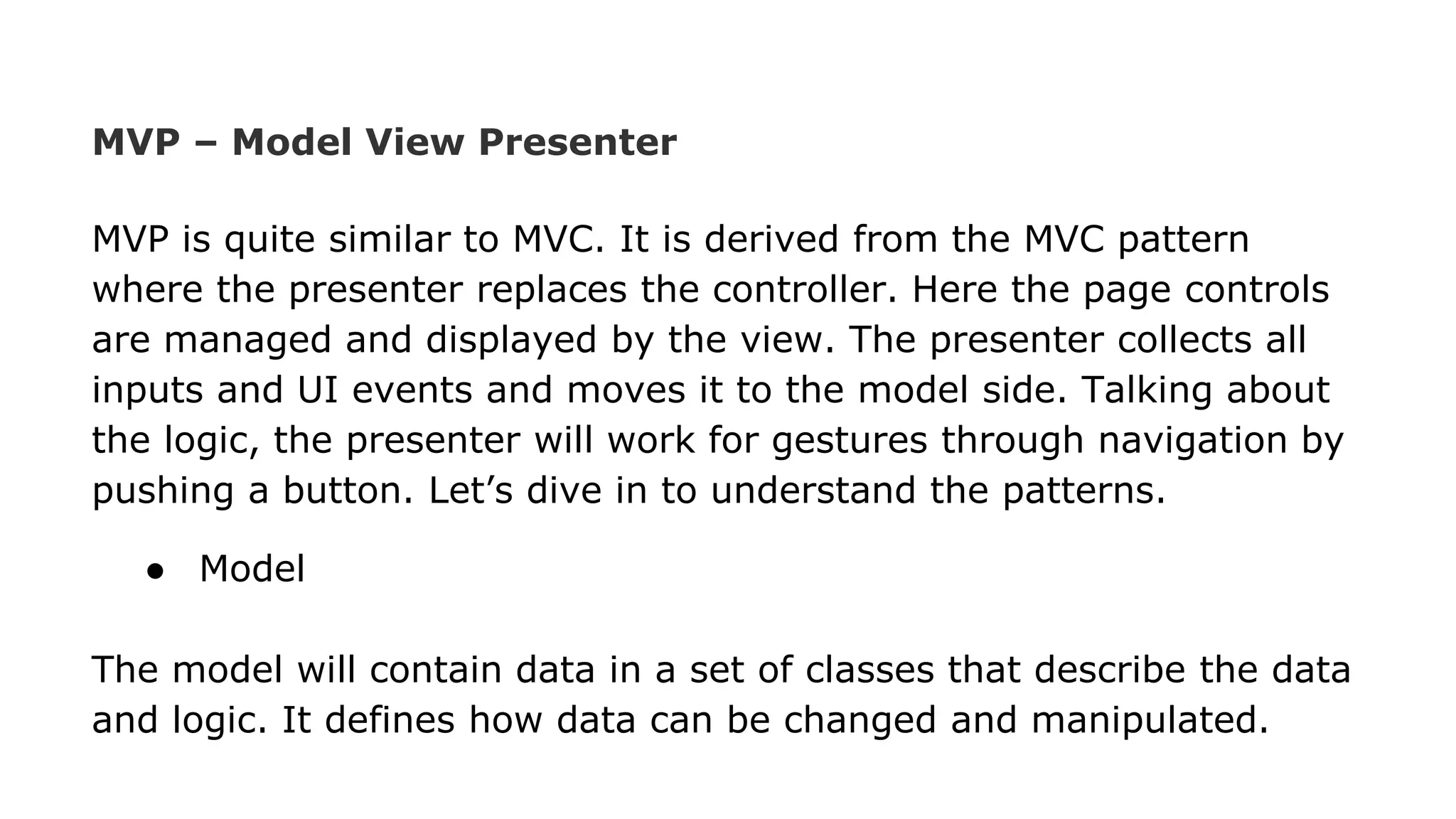 Mvc vs mvp vs mvvm a guide on architecture presentation patterns | PPTX