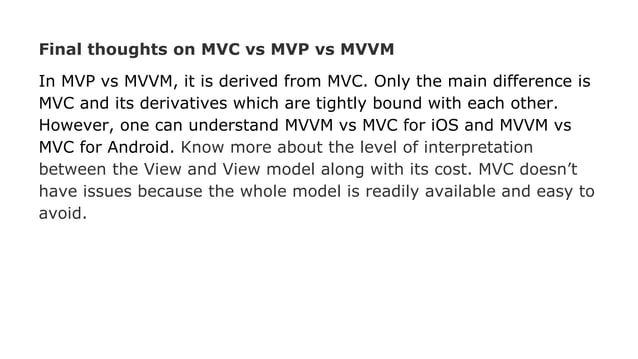 Mvc vs mvp vs mvvm a guide on architecture presentation patterns | PPTX