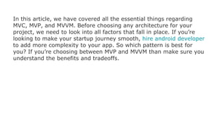 Mvc vs mvp vs mvvm a guide on architecture presentation patterns | PPTX