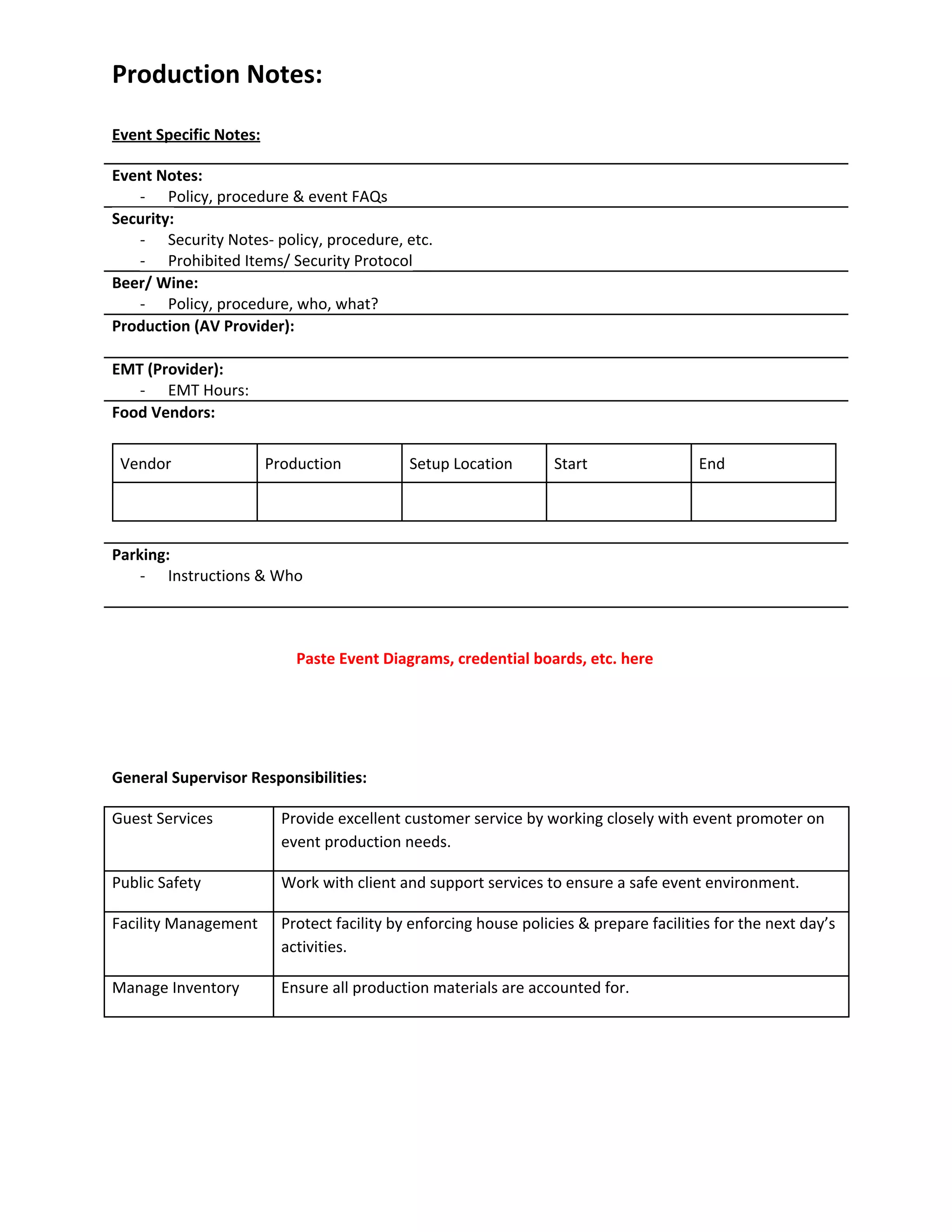 Production notes.template | PDF