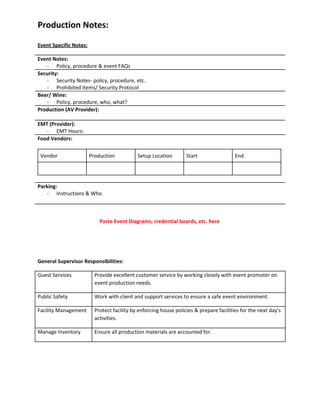 Production notes.template | PDF