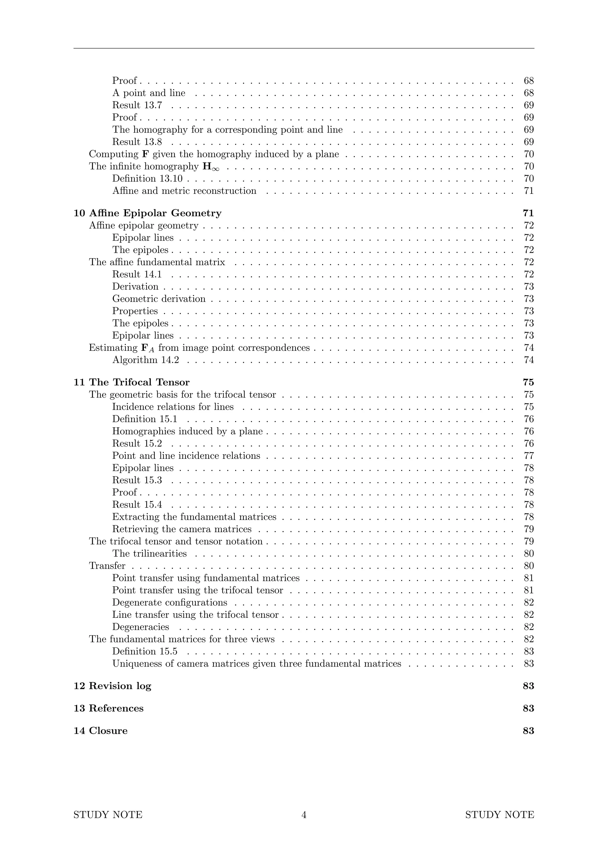 Multiple View Geometry in Computer Vision Review (Kor) | PDF