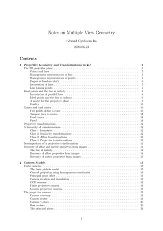 Multiple View Geometry in Computer Vision Review (Kor) | PDF