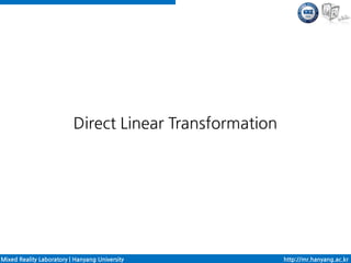 Multiple View Geometry - Estimation (Direct Linear Transformation) | PDF
