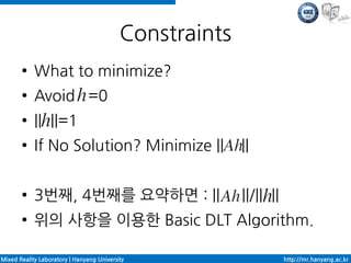 Multiple View Geometry - Estimation (Direct Linear Transformation) | PDF
