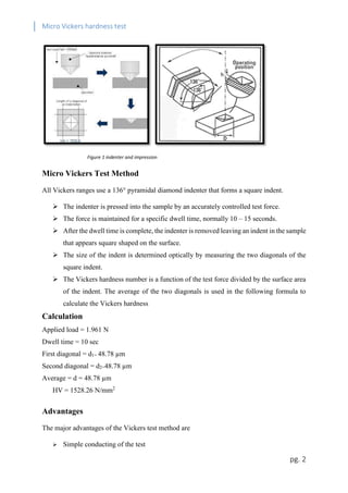 micro vicker hardness test | PDF
