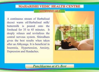 Maharishi Vedic Health Centre - The Ayurveda and Yoga Therapy Hospital | PPT