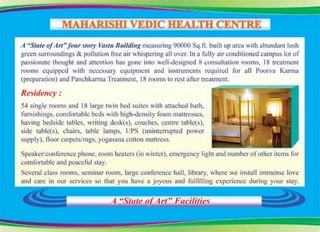 Maharishi Vedic Health Centre - The Ayurveda and Yoga Therapy Hospital | PPT