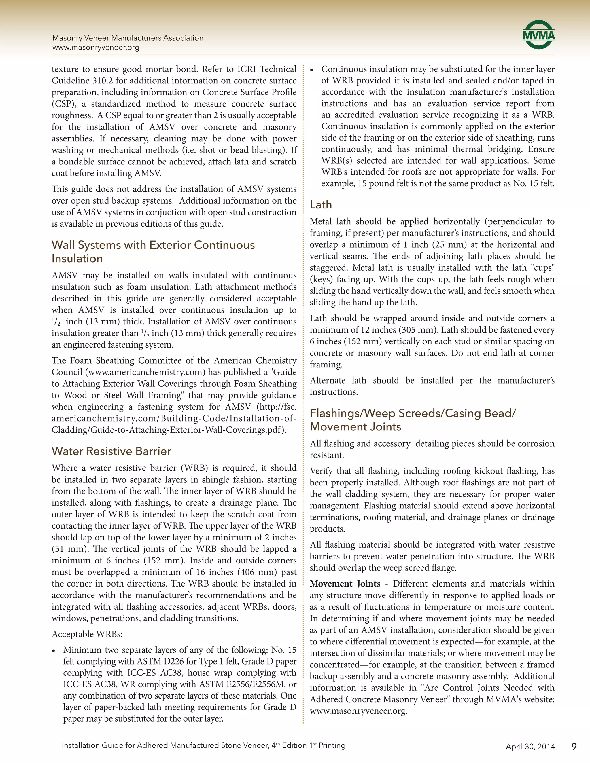 Installation Guide and Detailing Options for Compliance with ASTM C1780 ...