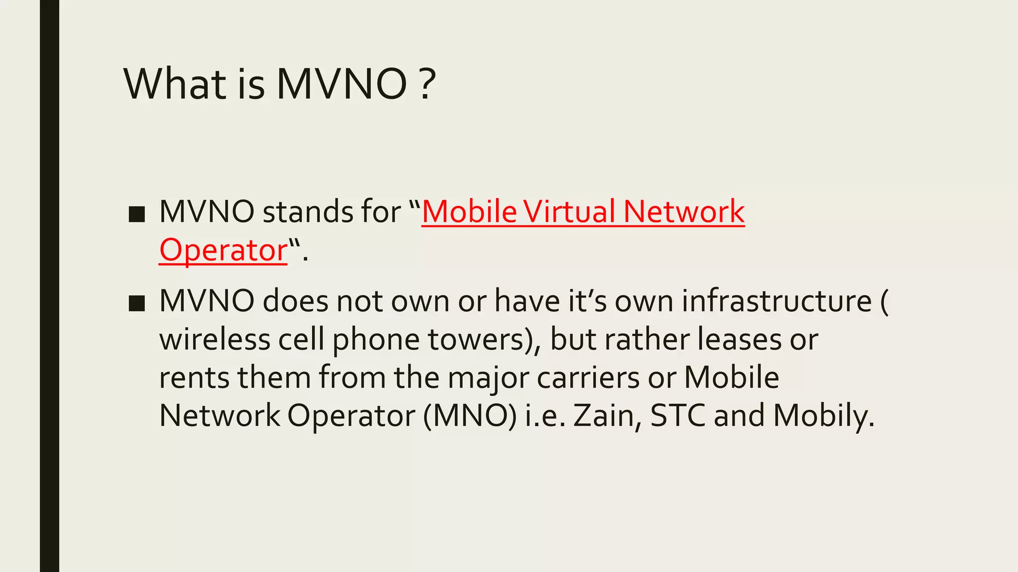 MVNO Mobile virtual network operator | PPTX