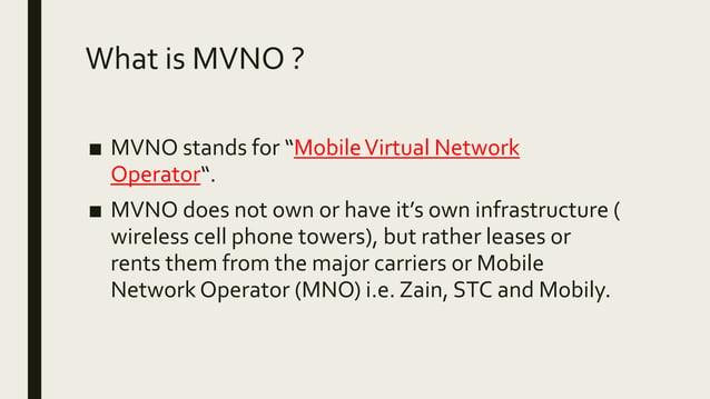 MVNO Mobile virtual network operator | PPTX | Telecommunications Industry | Industries