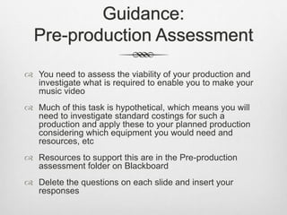 MV production assignment form | PPT
