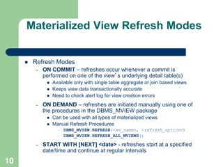 materialized view description presentation | PPT