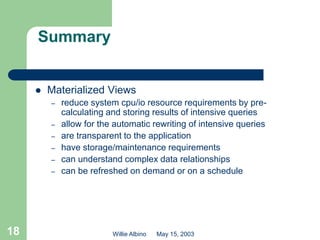 materialized view description presentation | PPT
