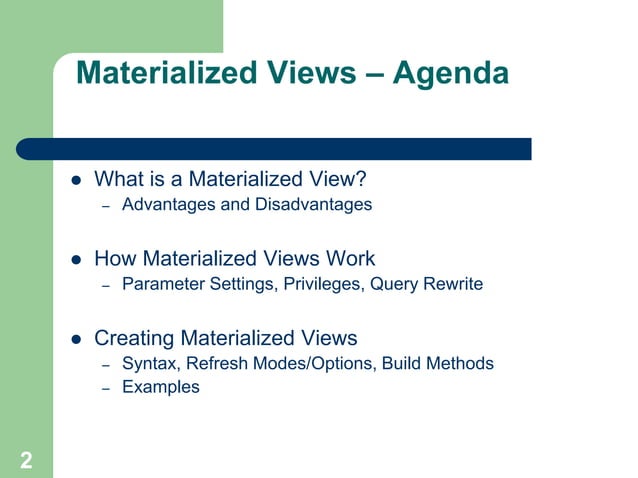 materialized view description presentation | PPT
