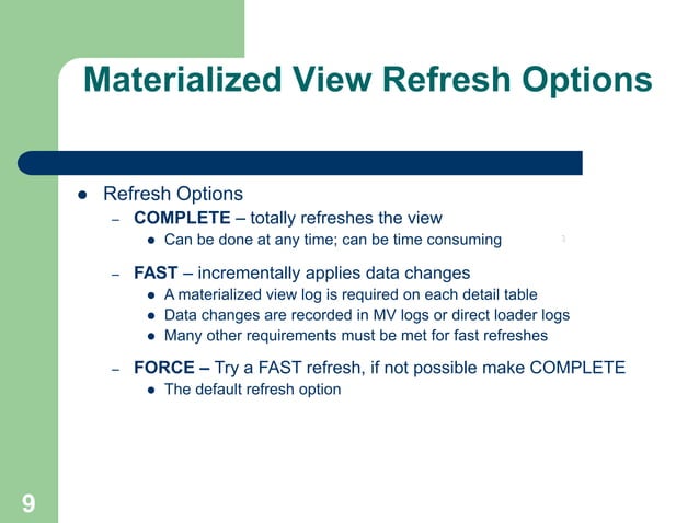 materialized view description presentation | PPT