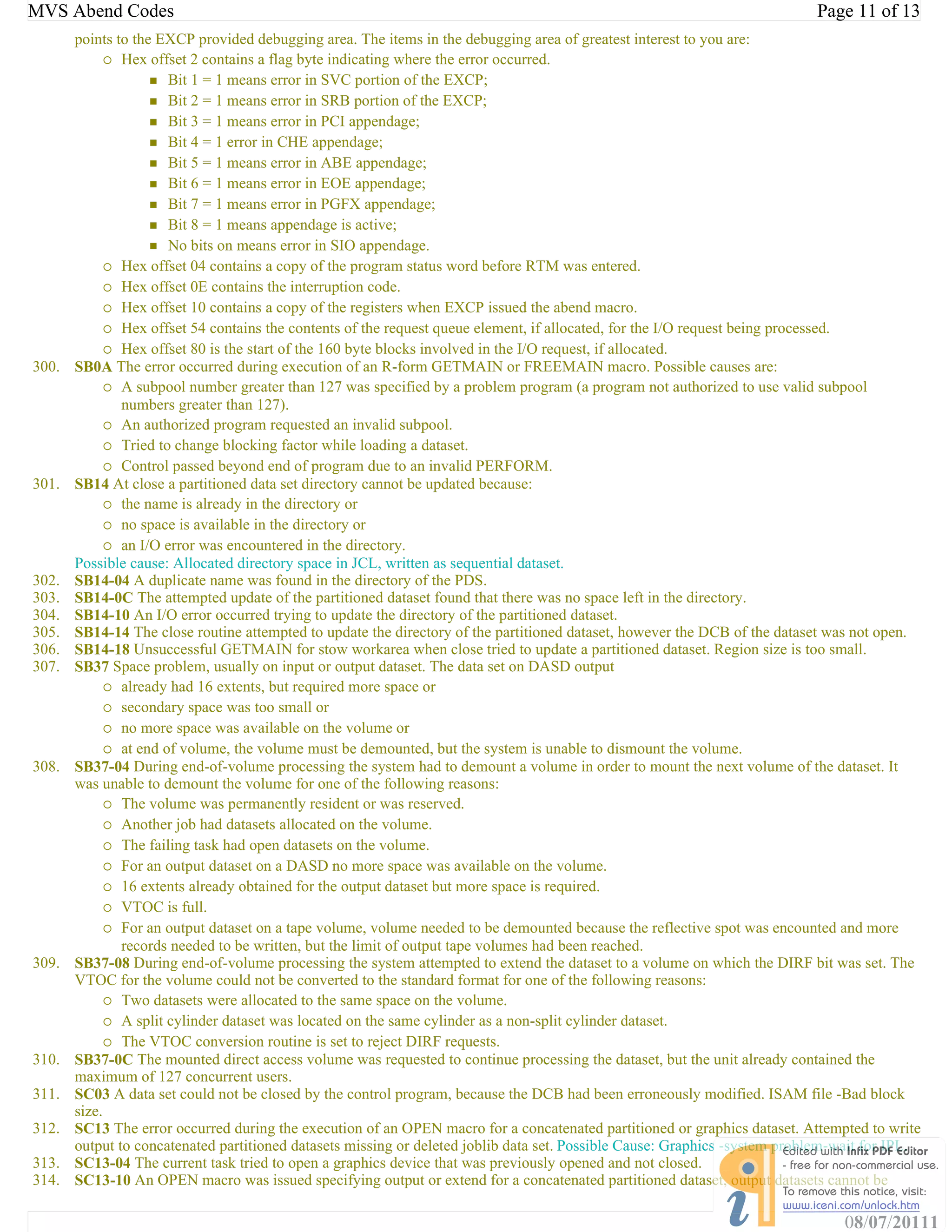 MVS ABEND CODES | PDF