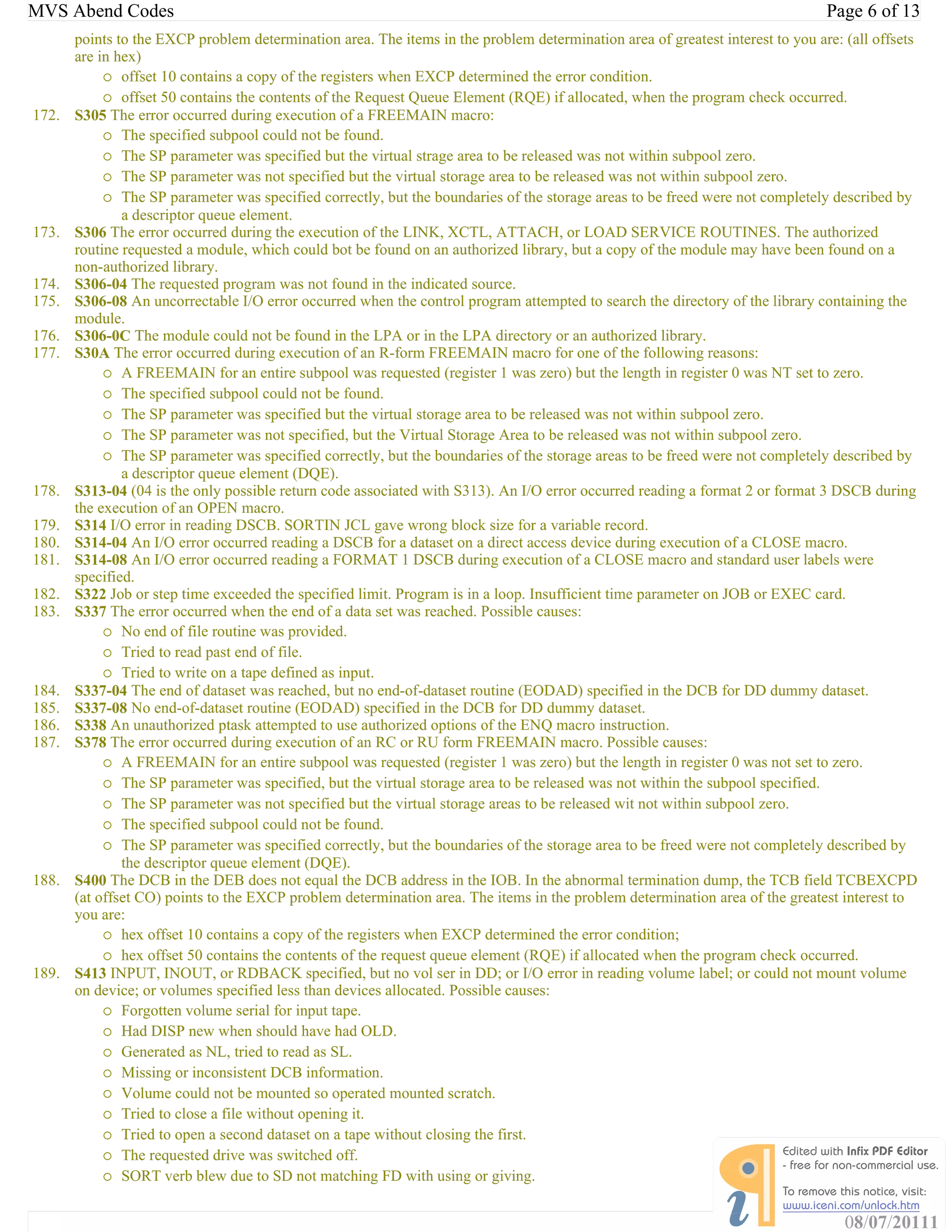 MVS ABEND CODES | PDF