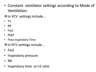 Mechanical Ventilation Settings | PPTX