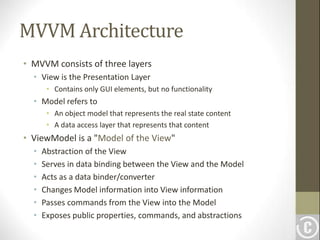 MVVM and Prism | PPTX | Programming Languages | Computing