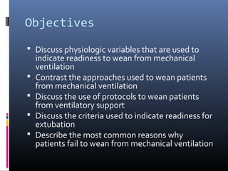 Weaning from mechanical ventilator | PPT