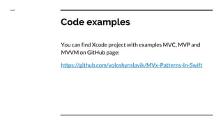 MVx patterns in iOS (MVC, MVP, MVVM) | PPT