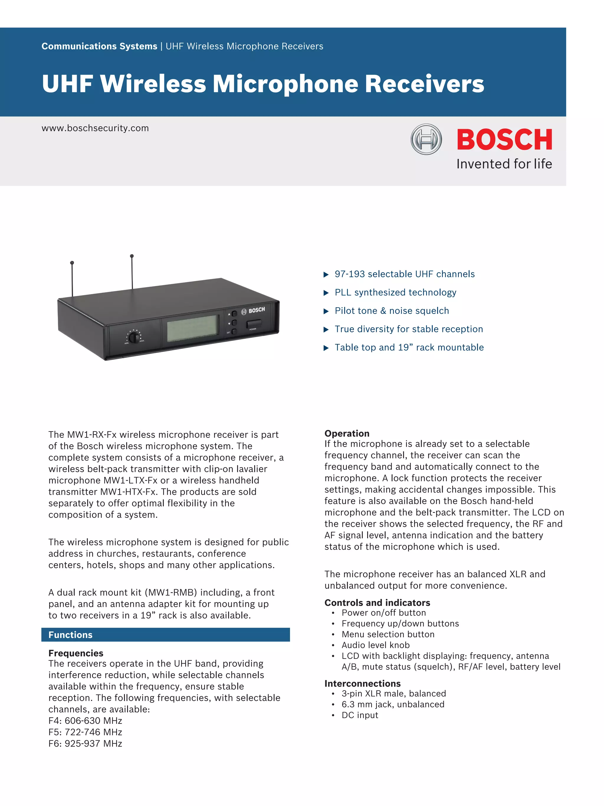 BOSCH-Mw1-rx-f4 | PDF