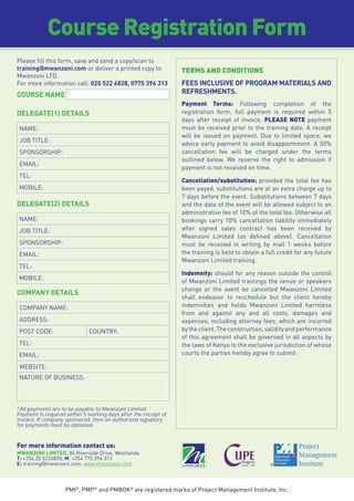 Mwanzoni course booking form | PDF