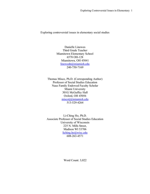Exploring controversial issues in elementary social studies | PDF