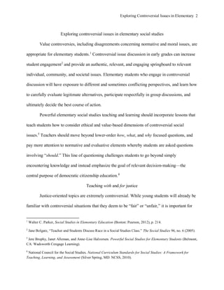 Exploring controversial issues in elementary social studies | PDF