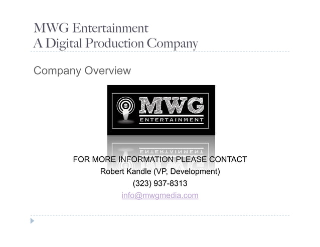 MWG Overview (.pdf) | PPT