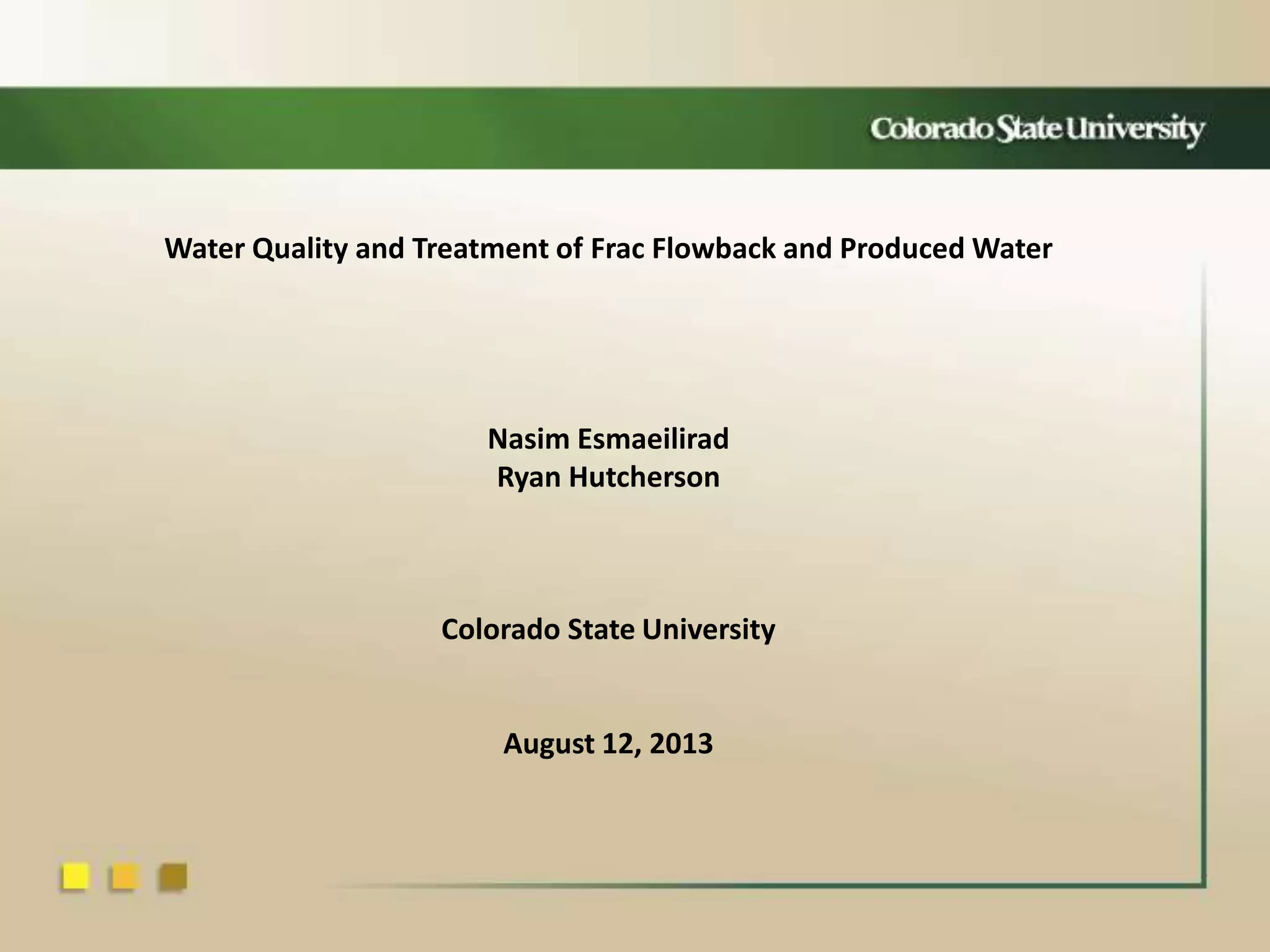 Water Quality Treatment - Produced Water & Flowback | PPTX | Chemistry ...