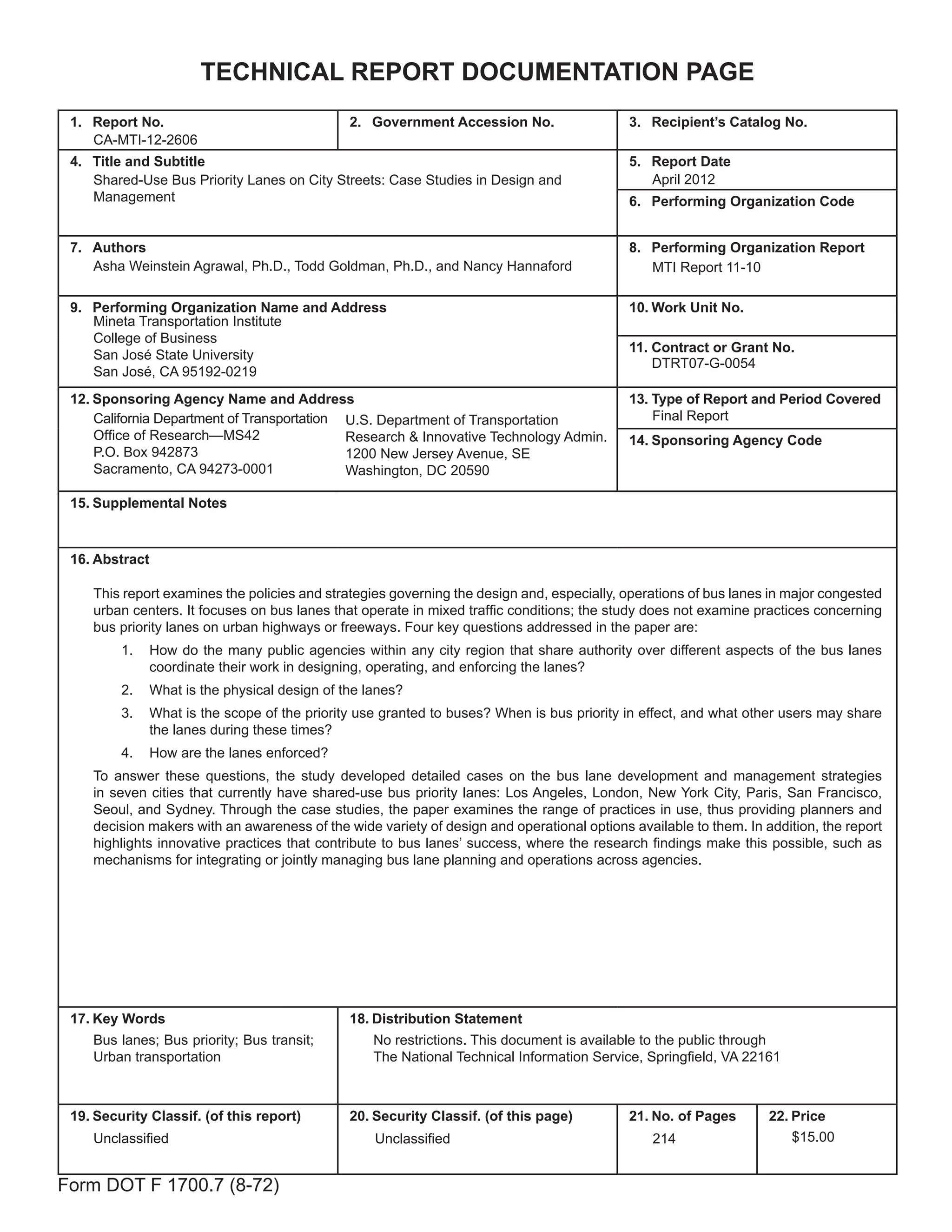 Shared-Use Bus Priority Lanes on City Streets | PDF