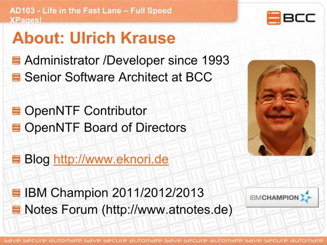 Life in the fast lane. Full speed XPages | PPT