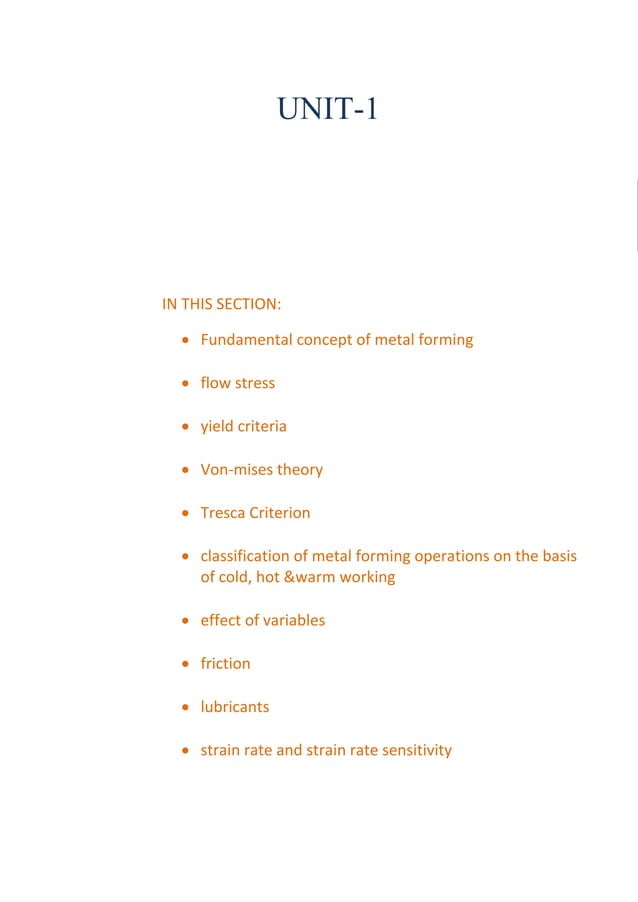 BASIC MECHANICAL WORKING PROCESSES /METAL FORMING | PDF