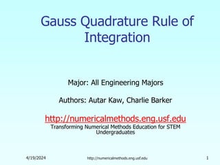 The Gregory Gauss Quadrature formula for beginners | PPT