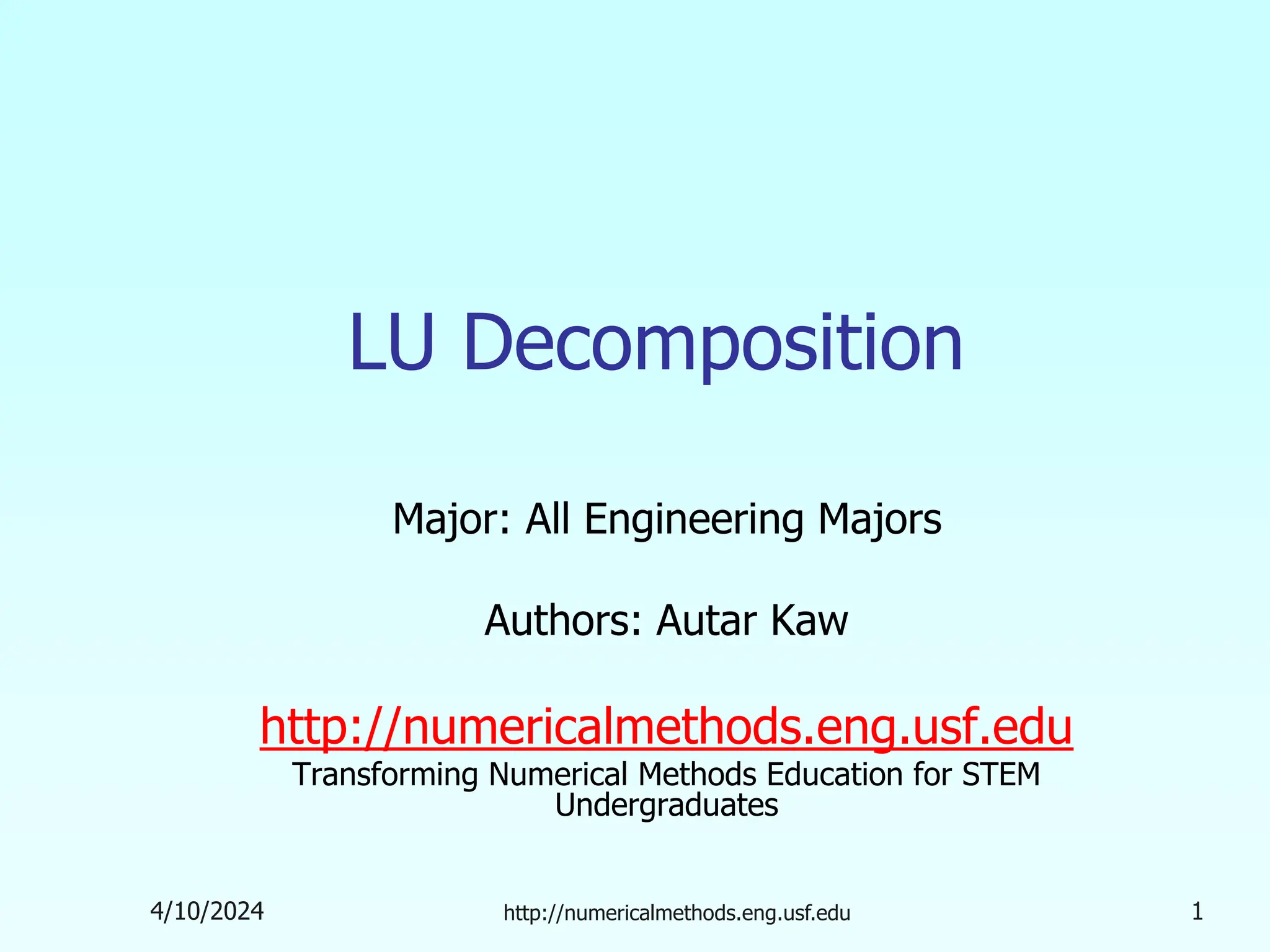 mws_gen_sle_ppt_ludecomp.ppt lu decomposition | PPT
