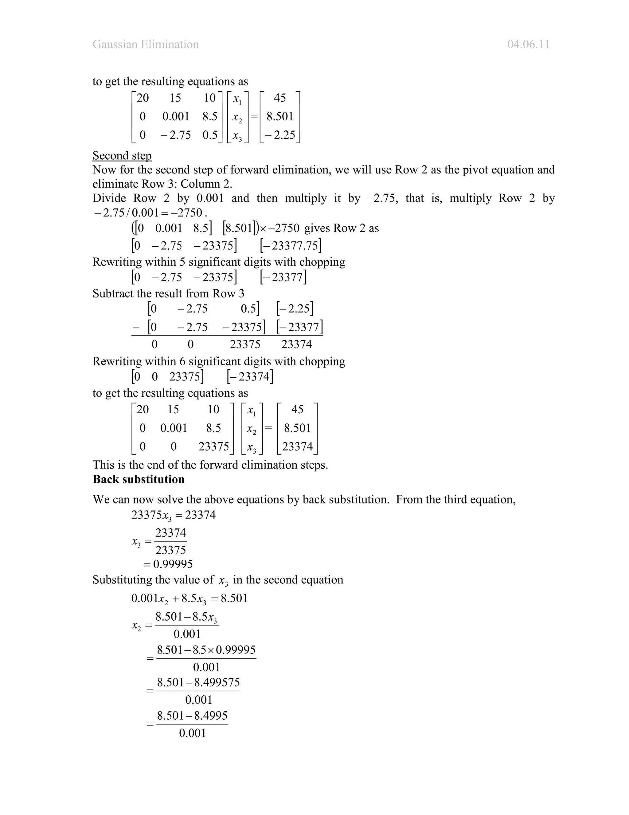 Gaussian Elimination | PDF