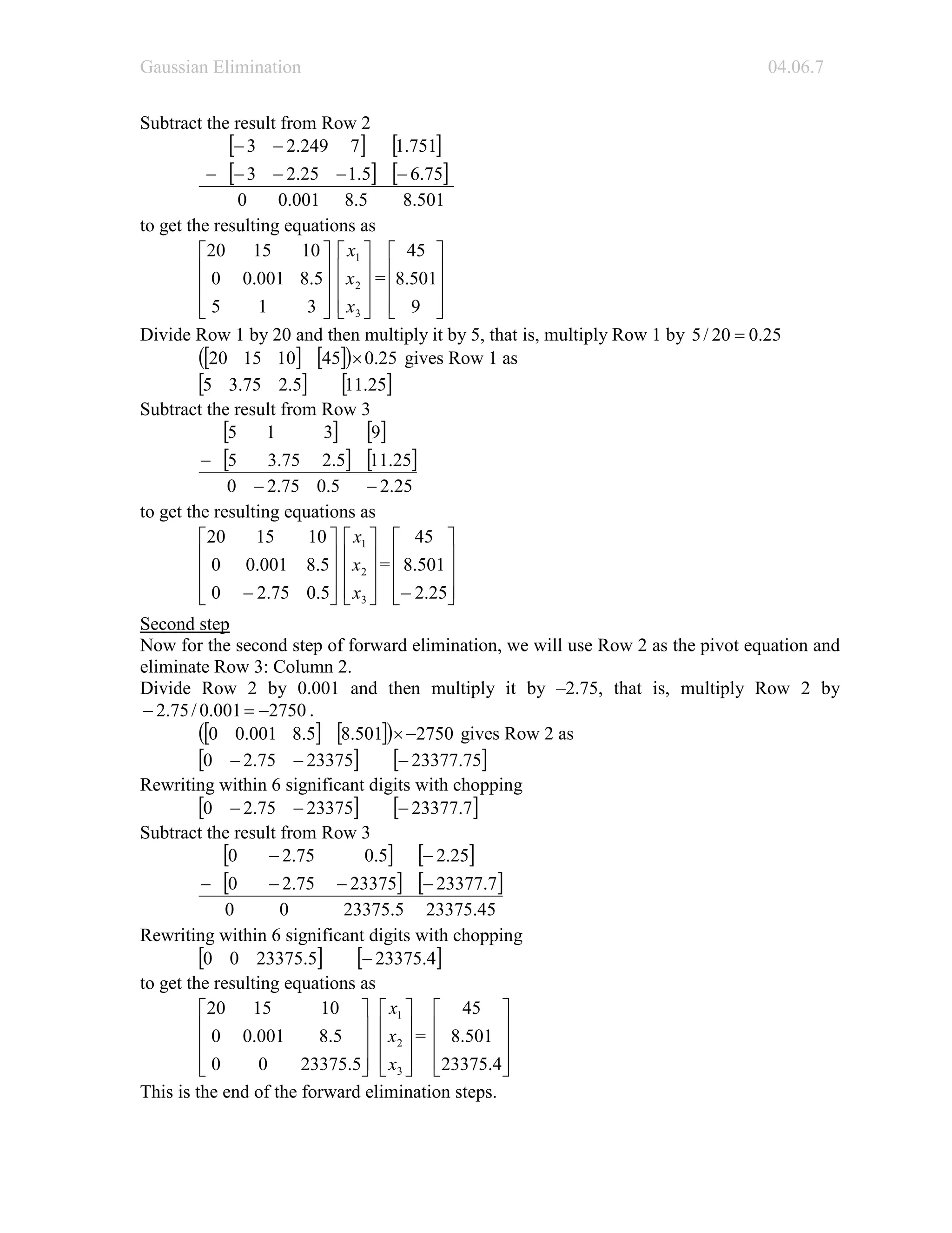 Gaussian Elimination | PDF