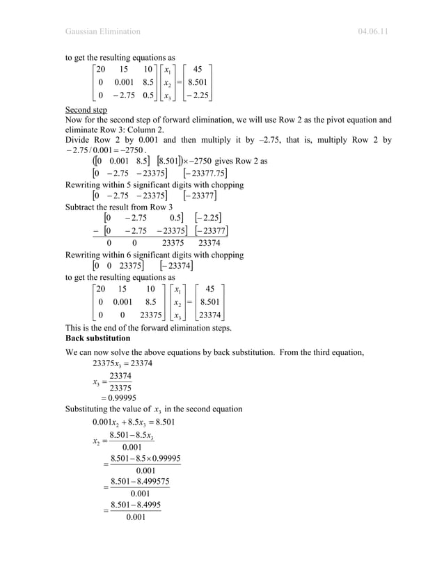Gaussian Elimination | PDF