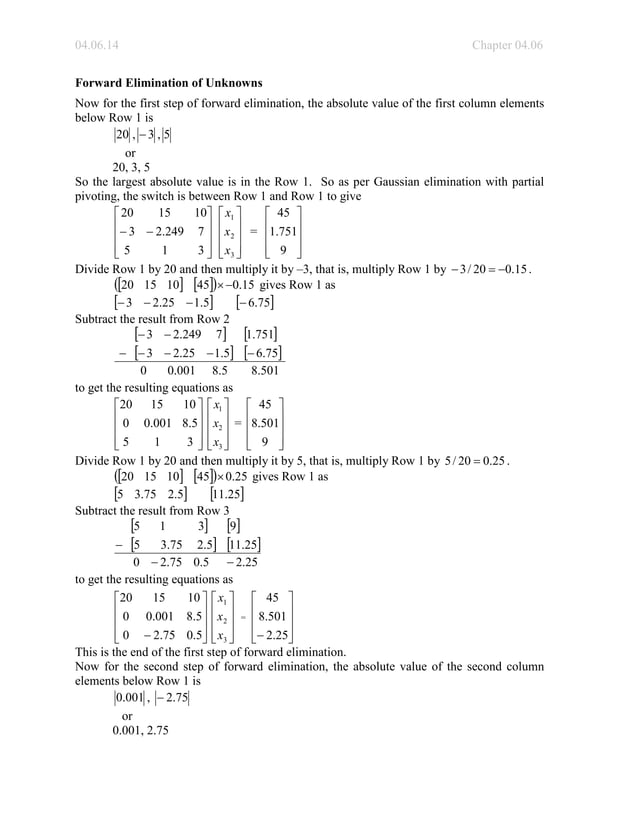 Gaussian Elimination | PDF