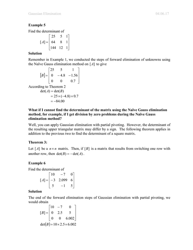 Gaussian Elimination | PDF
