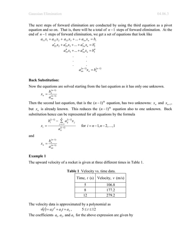 Gaussian Elimination | PDF