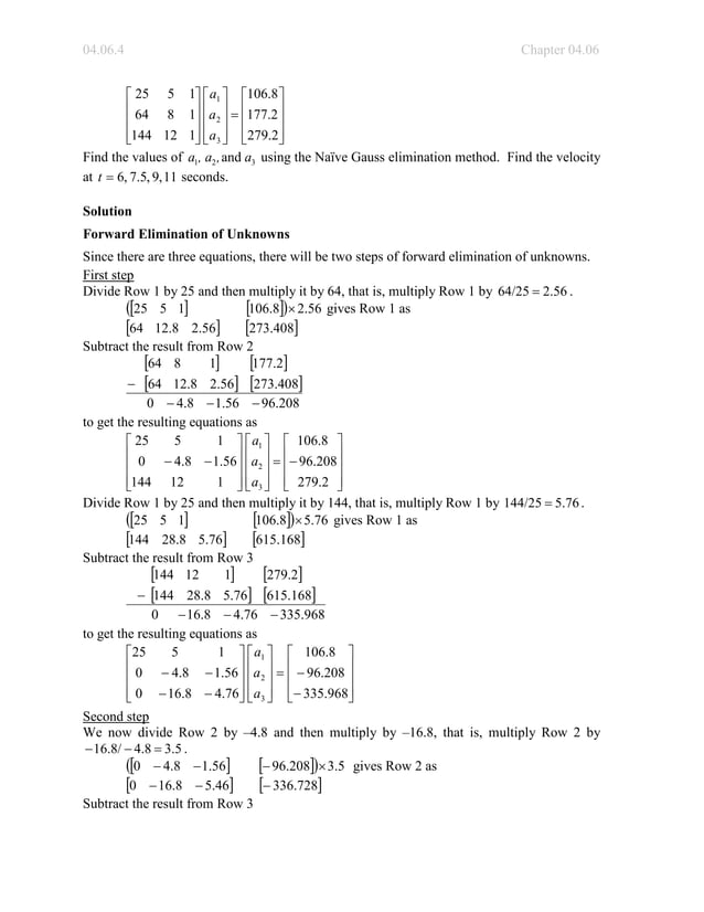 Gaussian Elimination | PDF
