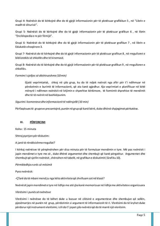 Modeli i një planifikimi ditor | DOCX