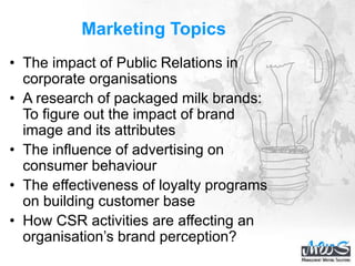 10 Marketing Topics for Your MBA Assignment | PPTX