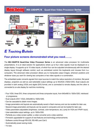 Mx 1004 pf&k quad-view video processor catalog | PDF