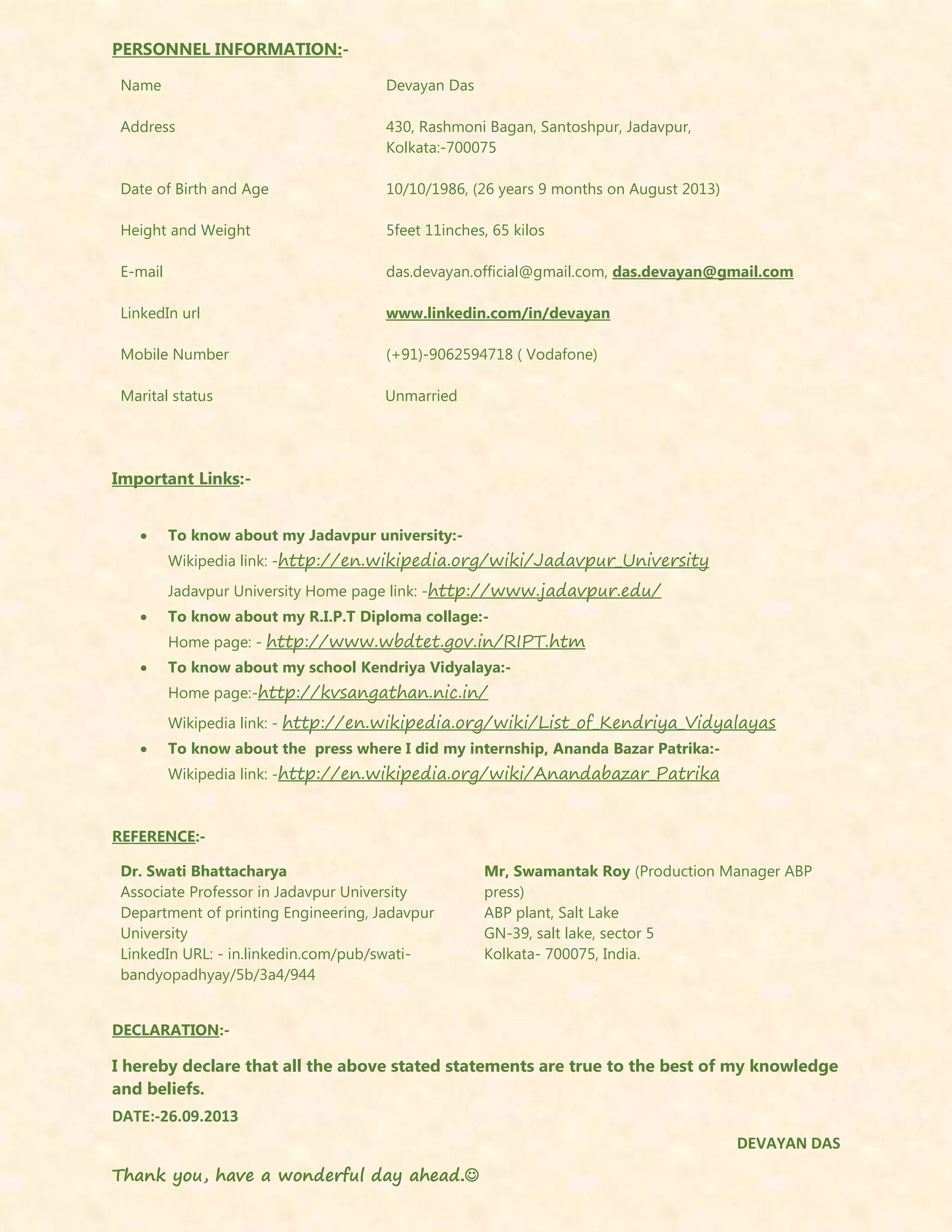 My curriculum vitae | PDF