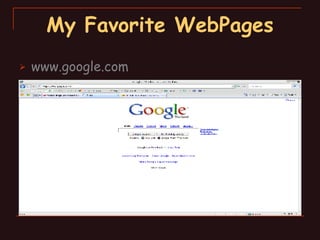 My Favorite Web Pages | PPT