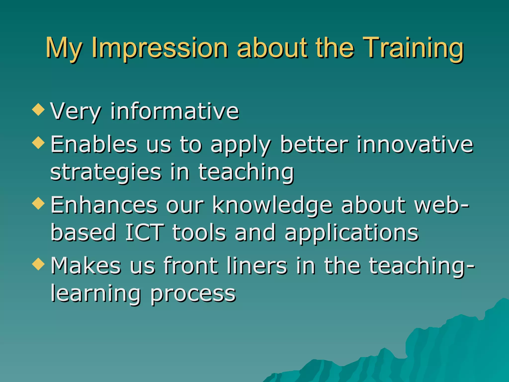 My ICT Training Experience | PPT